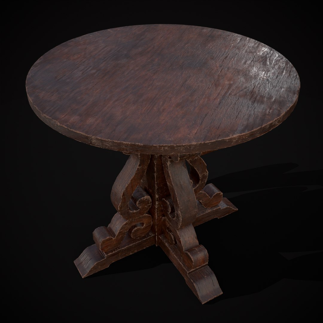 Mahogany Medieval Antique Round Table Model - TurboSquid 1984817