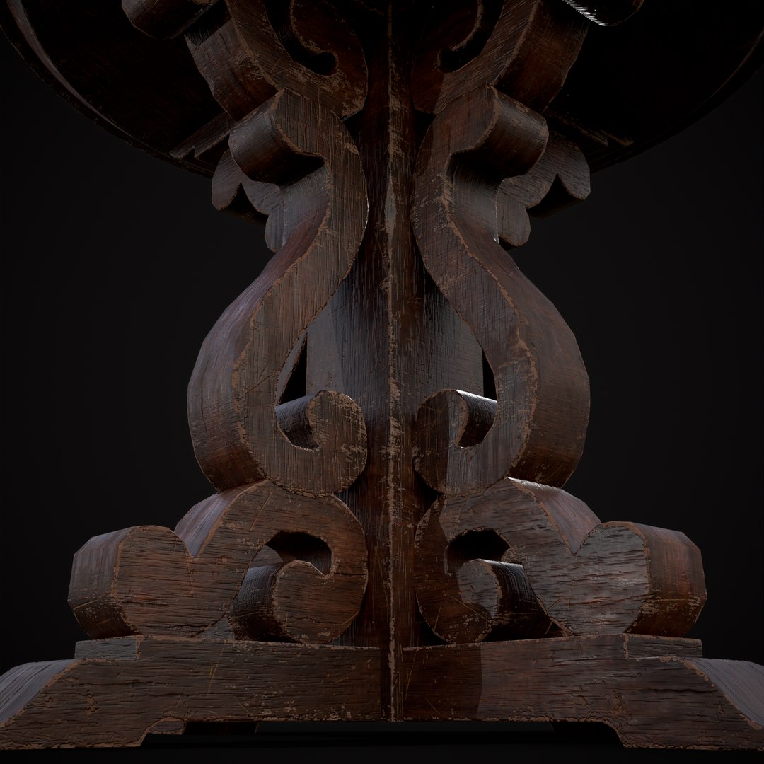 Mahogany Medieval Antique Round Table Model - TurboSquid 1984817