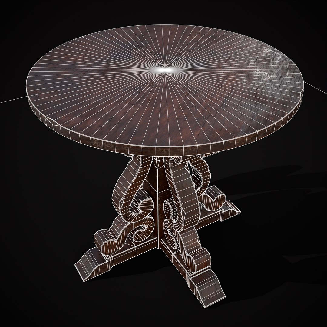 Mahogany Medieval Antique Round Table Model - TurboSquid 1984817