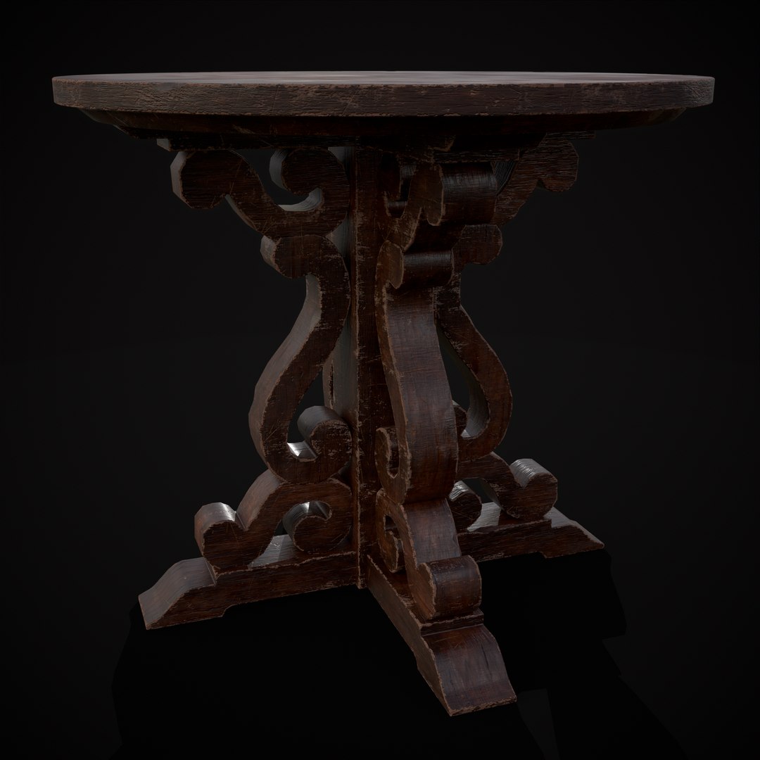 Mahogany Medieval Antique Round Table Model - TurboSquid 1984817