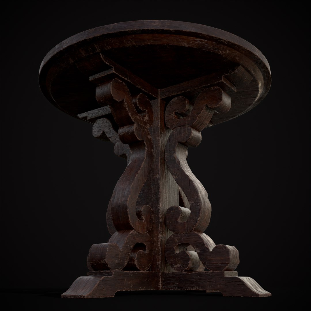 Mahogany Medieval Antique Round Table Model - TurboSquid 1984817