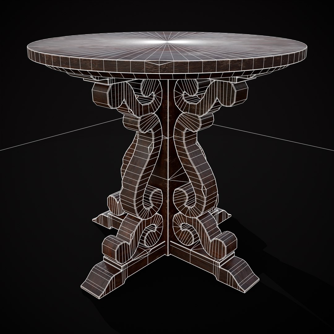 Mahogany Medieval Antique Round Table Model - TurboSquid 1984817