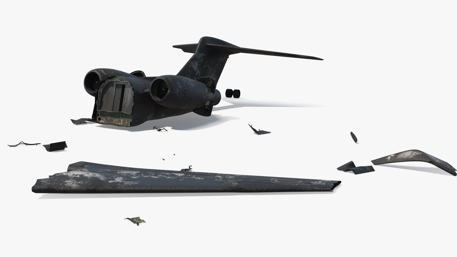 Crashed Private Jet Remains With Burn Marks 3D Model - TurboSquid 2453754