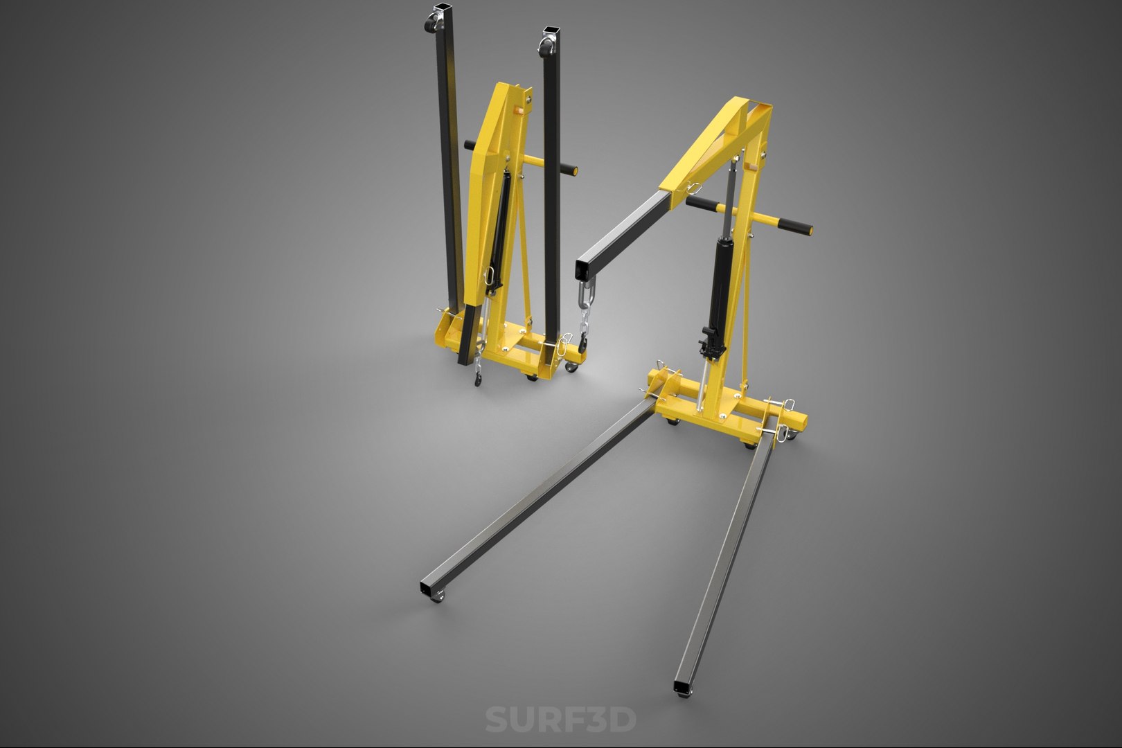 COLLAPSIBLE FOLDING FOLDABLE FOLD HYDRAULIC ENGINE CRANE HOIST 3D ...