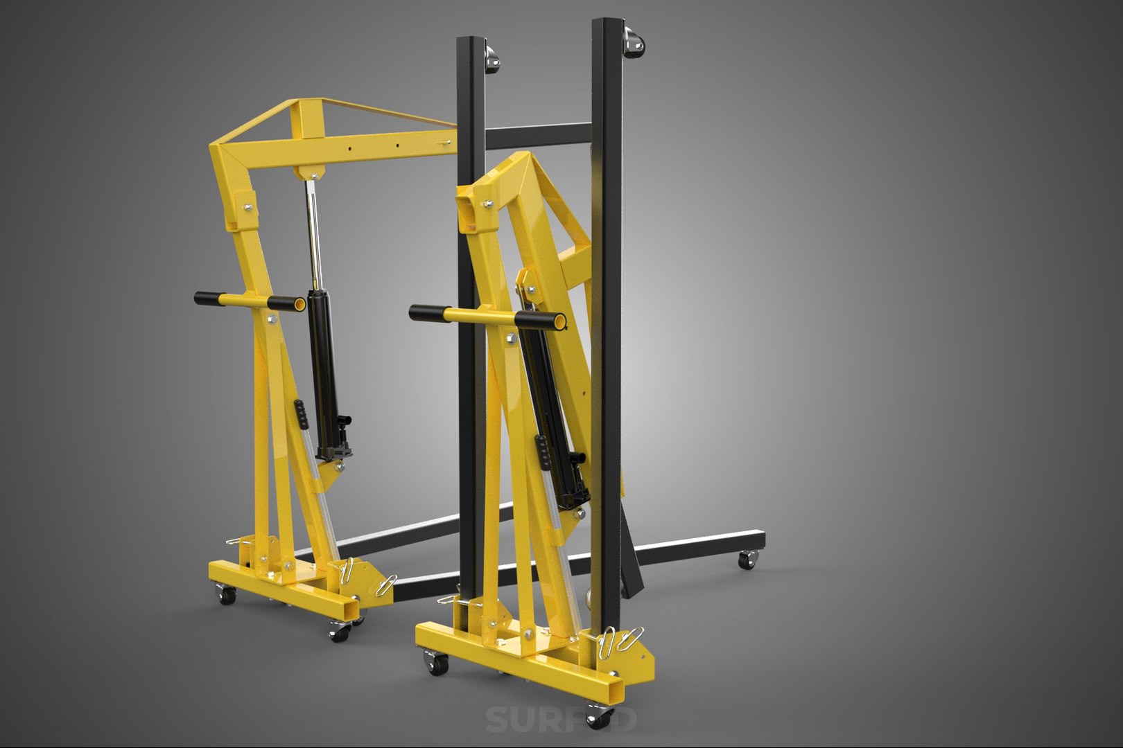 COLLAPSIBLE FOLDING FOLDABLE FOLD HYDRAULIC ENGINE CRANE HOIST 3D ...