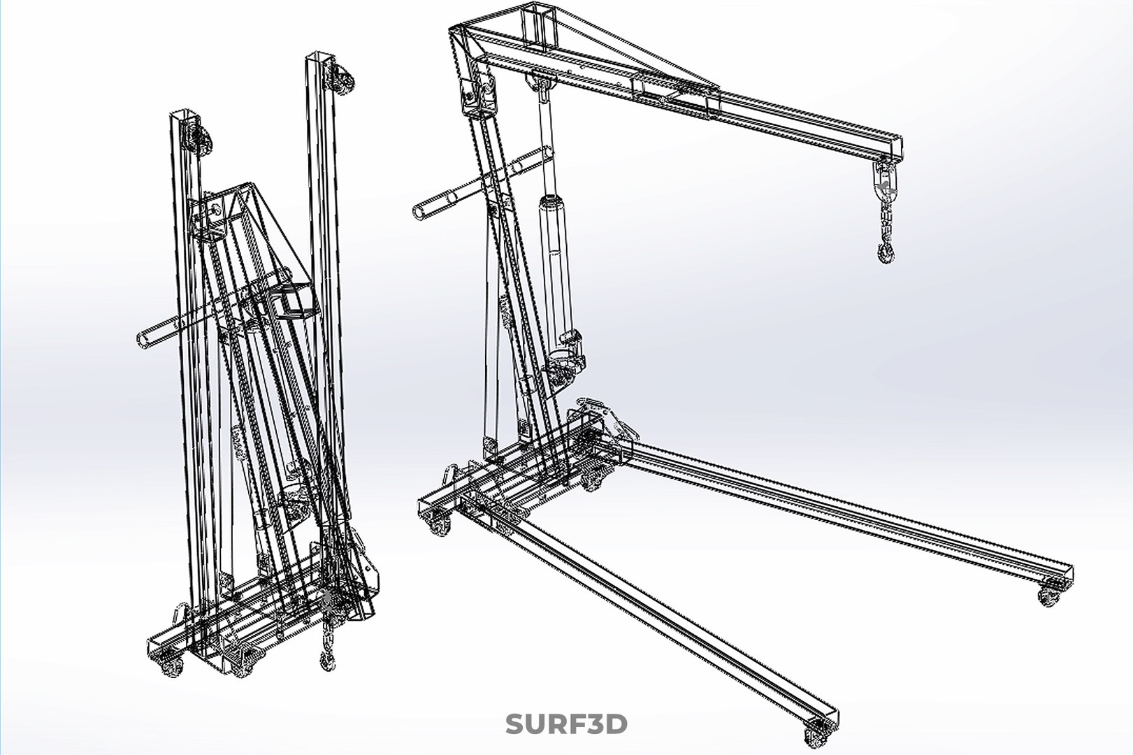 COLLAPSIBLE FOLDING FOLDABLE FOLD HYDRAULIC ENGINE CRANE HOIST 3D ...