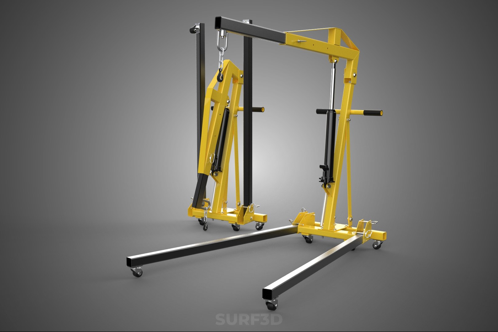 COLLAPSIBLE FOLDING FOLDABLE FOLD HYDRAULIC ENGINE CRANE HOIST 3D ...