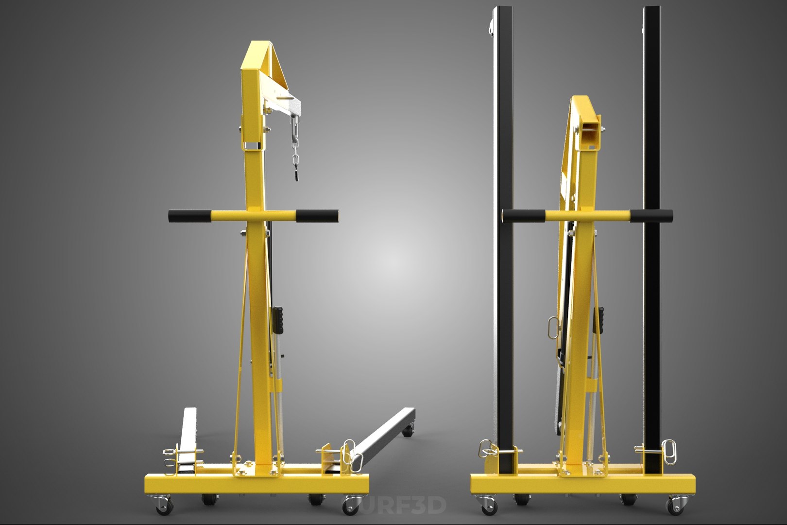 COLLAPSIBLE FOLDING FOLDABLE FOLD HYDRAULIC ENGINE CRANE HOIST 3D ...