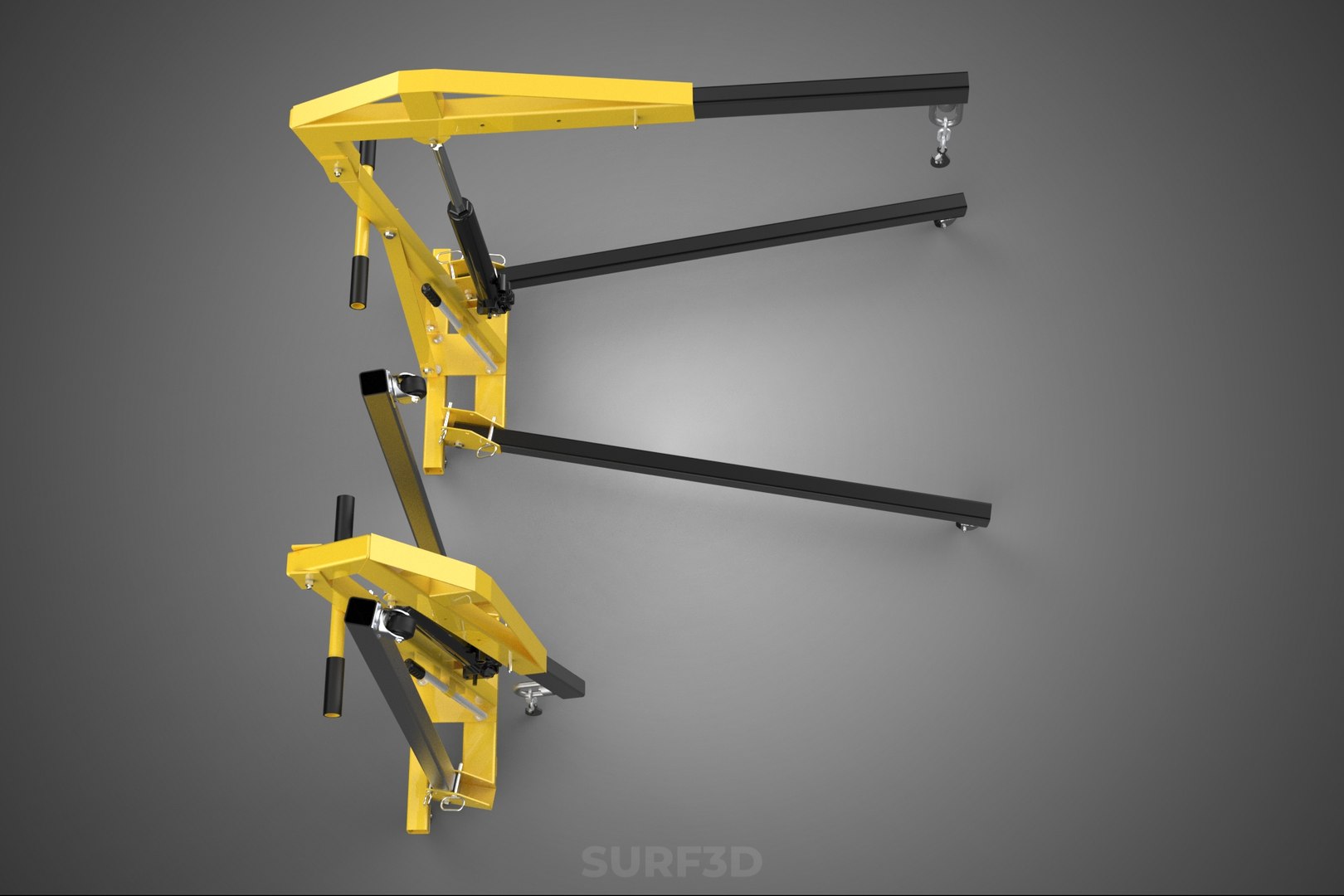 COLLAPSIBLE FOLDING FOLDABLE FOLD HYDRAULIC ENGINE CRANE HOIST 3D ...