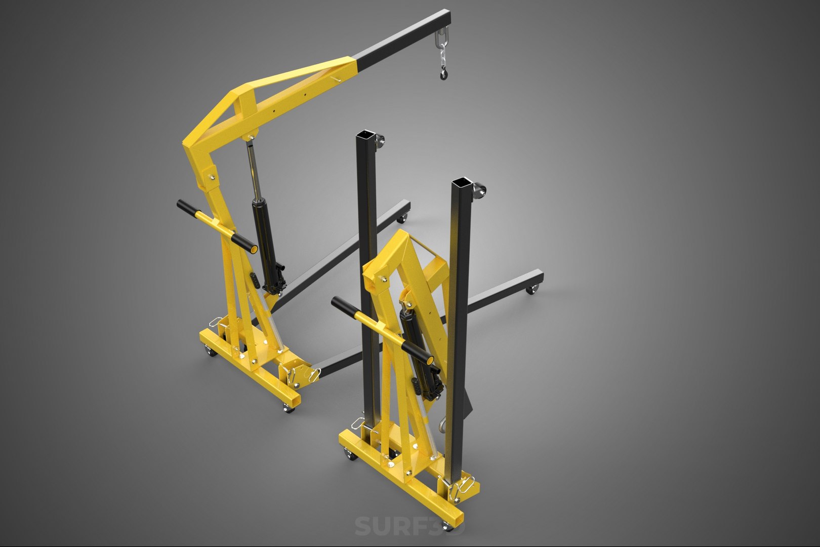 COLLAPSIBLE FOLDING FOLDABLE FOLD HYDRAULIC ENGINE CRANE HOIST 3D ...