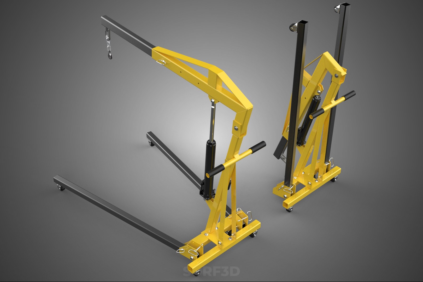 COLLAPSIBLE FOLDING FOLDABLE FOLD HYDRAULIC ENGINE CRANE HOIST 3D ...