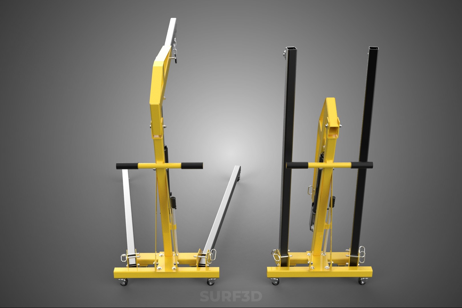 COLLAPSIBLE FOLDING FOLDABLE FOLD HYDRAULIC ENGINE CRANE HOIST 3D ...