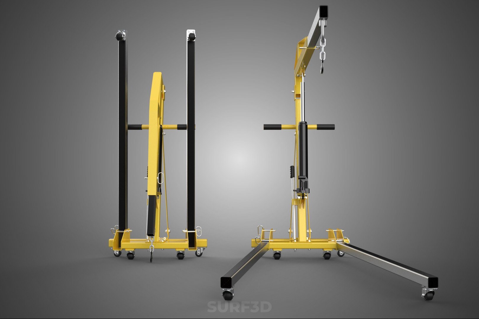 COLLAPSIBLE FOLDING FOLDABLE FOLD HYDRAULIC ENGINE CRANE HOIST 3D ...