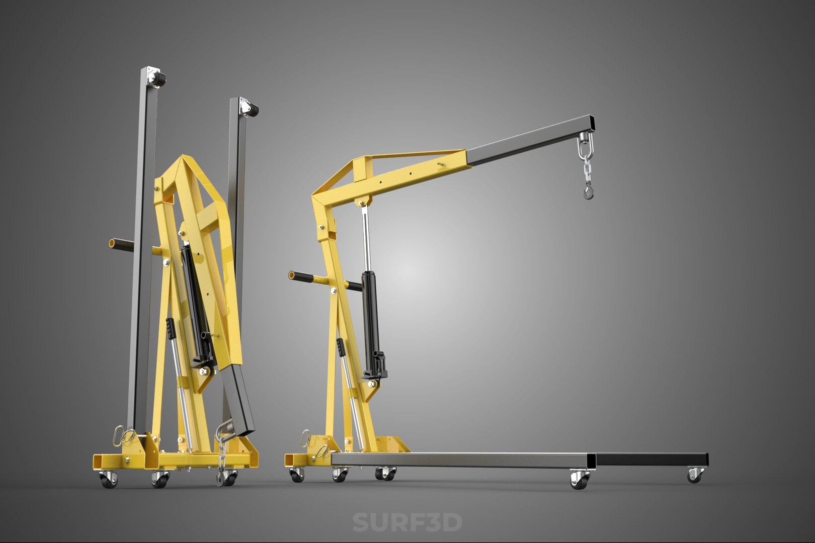 COLLAPSIBLE FOLDING FOLDABLE FOLD HYDRAULIC ENGINE CRANE HOIST 3D ...