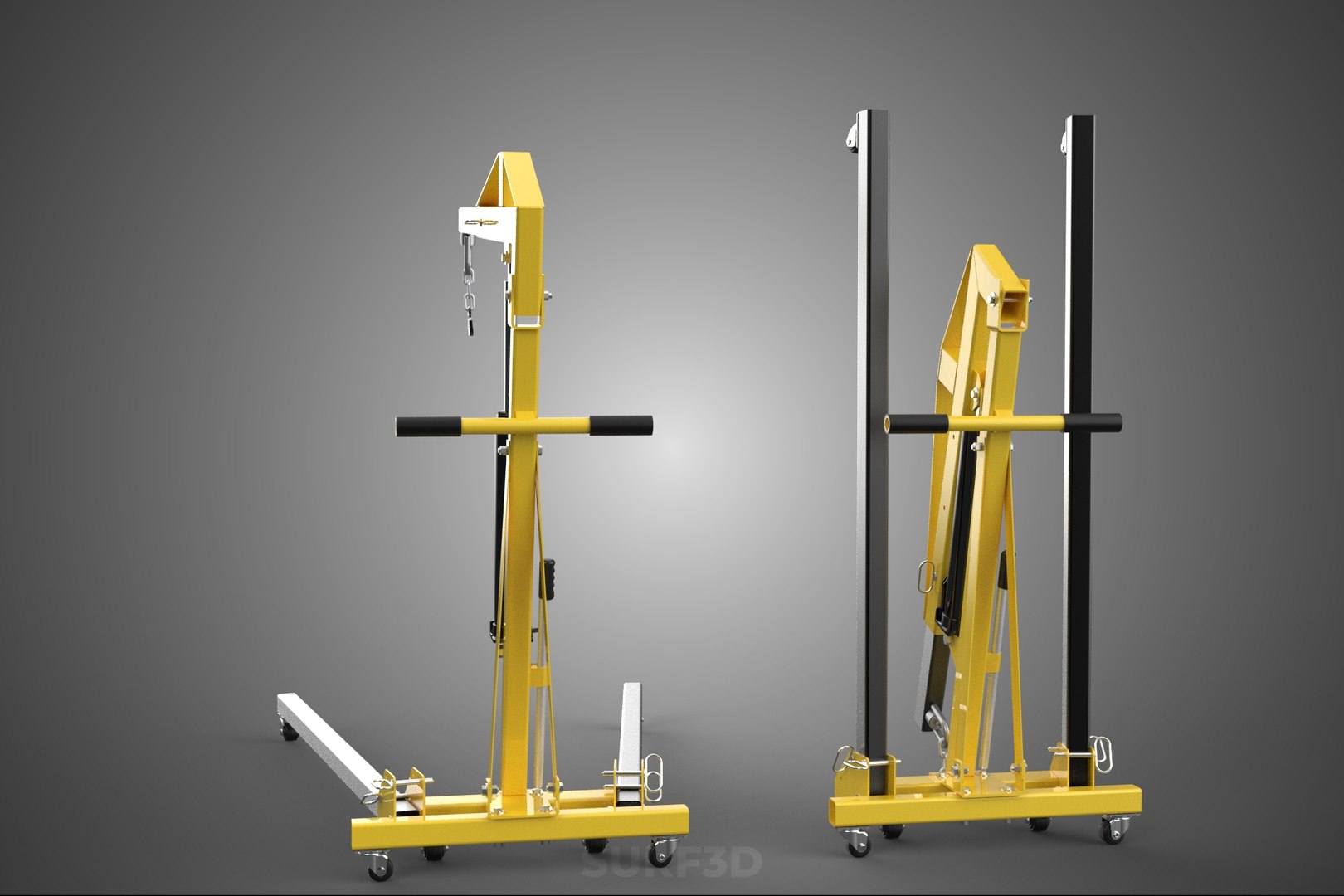 COLLAPSIBLE FOLDING FOLDABLE FOLD HYDRAULIC ENGINE CRANE HOIST 3D ...