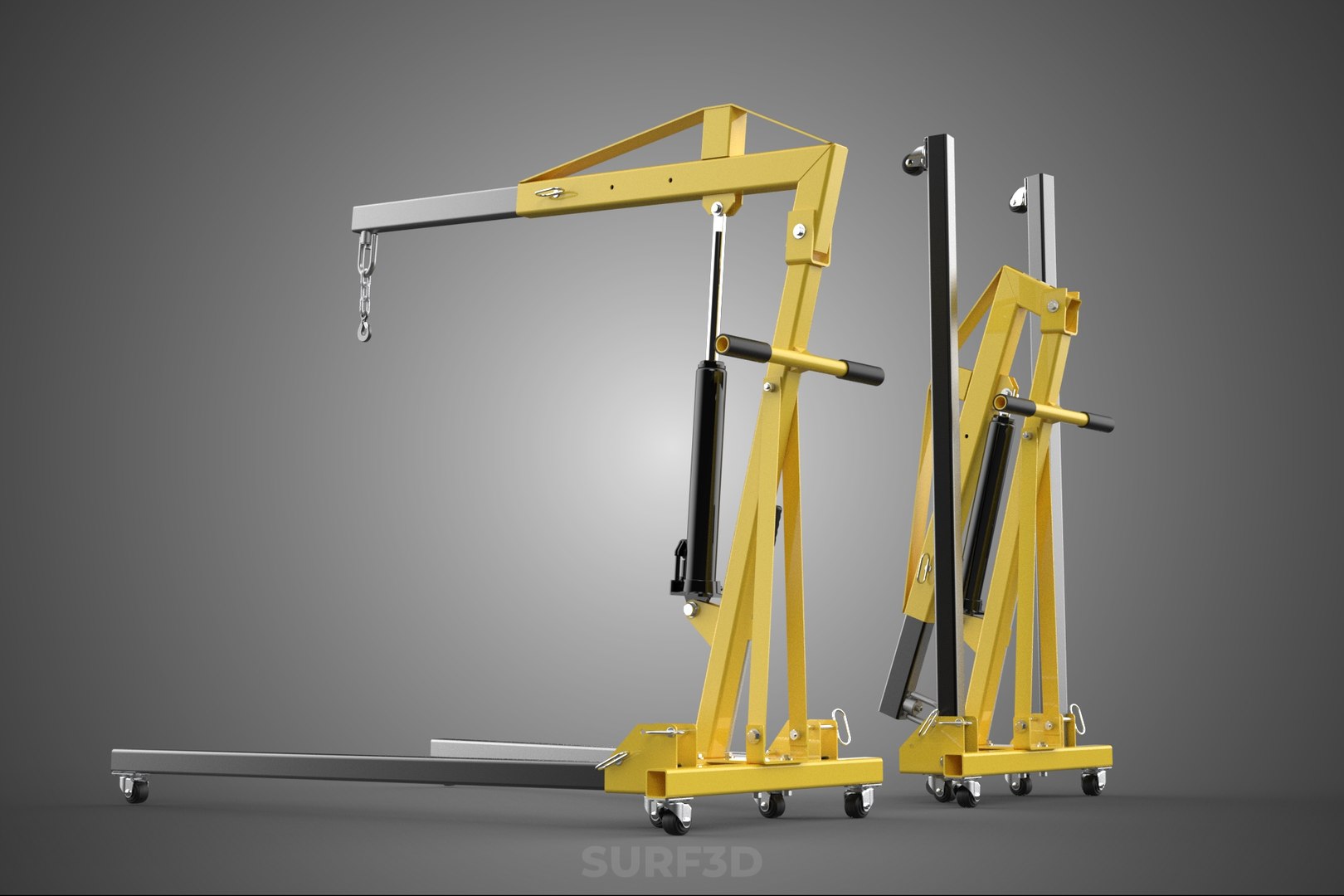 COLLAPSIBLE FOLDING FOLDABLE FOLD HYDRAULIC ENGINE CRANE HOIST 3D ...