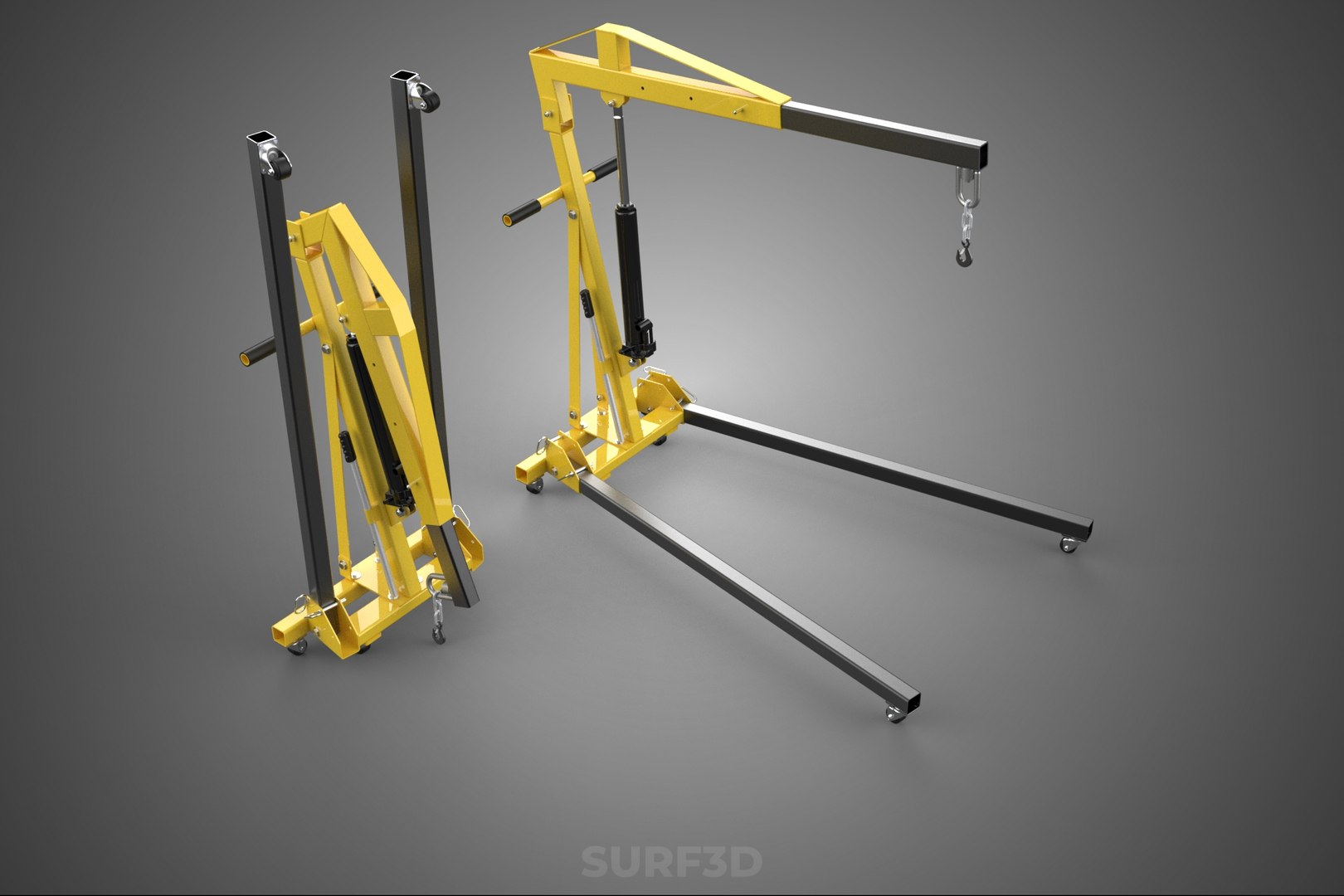 COLLAPSIBLE FOLDING FOLDABLE FOLD HYDRAULIC ENGINE CRANE HOIST 3D ...