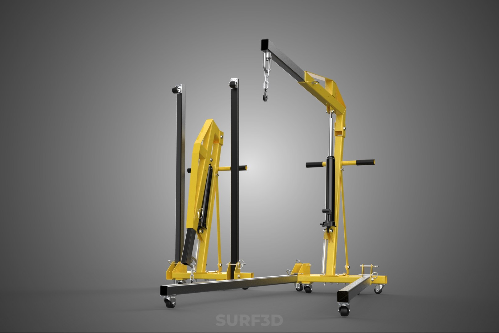 COLLAPSIBLE FOLDING FOLDABLE FOLD HYDRAULIC ENGINE CRANE HOIST 3D ...