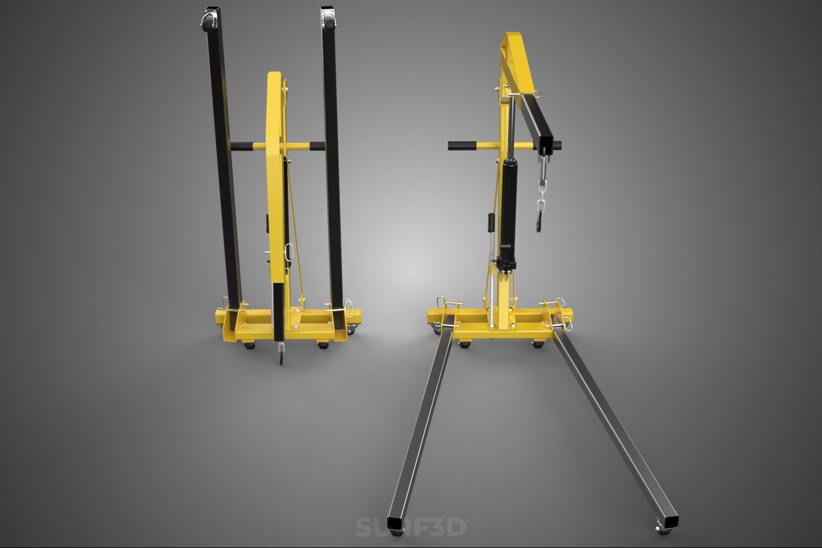 COLLAPSIBLE FOLDING FOLDABLE FOLD HYDRAULIC ENGINE CRANE HOIST 3D ...