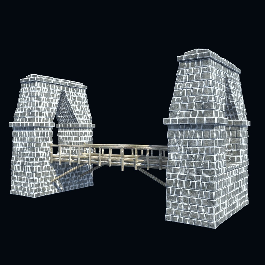 3D BRIDGE AZTEC MAYAN INCA STONE PLATFORM STAIRS COLLECTION ...