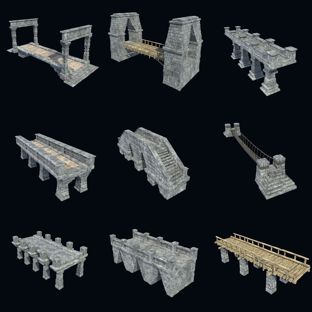 3D BRIDGE AZTEC MAYAN INCA STONE PLATFORM STAIRS COLLECTION ...