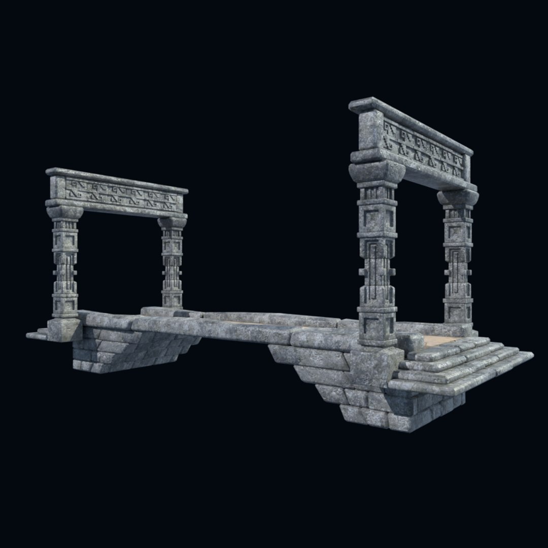 3D BRIDGE AZTEC MAYAN INCA STONE PLATFORM STAIRS COLLECTION ...