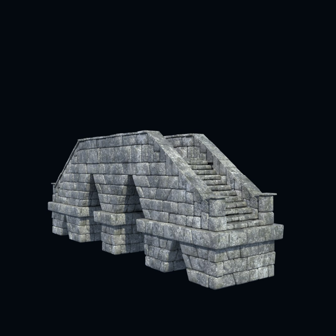 3D BRIDGE AZTEC MAYAN INCA STONE PLATFORM STAIRS COLLECTION ...