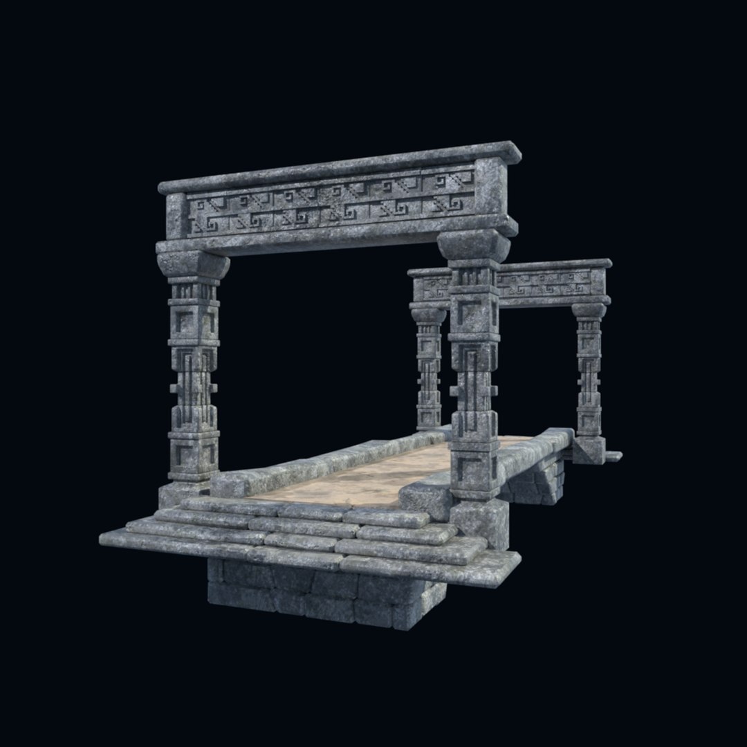 3D BRIDGE AZTEC MAYAN INCA STONE PLATFORM STAIRS COLLECTION ...