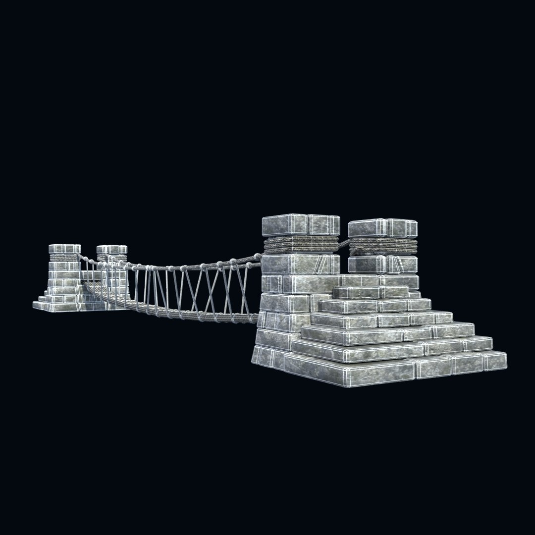 3D BRIDGE AZTEC MAYAN INCA STONE PLATFORM STAIRS COLLECTION ...