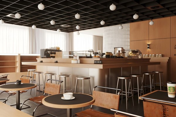 Cafeteria Cafeteria Caixa Barista Estação Cafeteria Modelo 3D ...