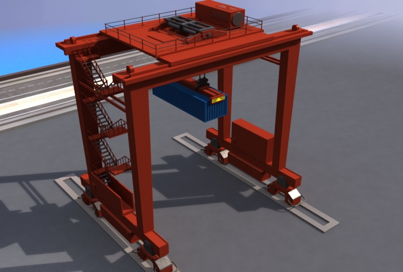 3d model rtg container crane