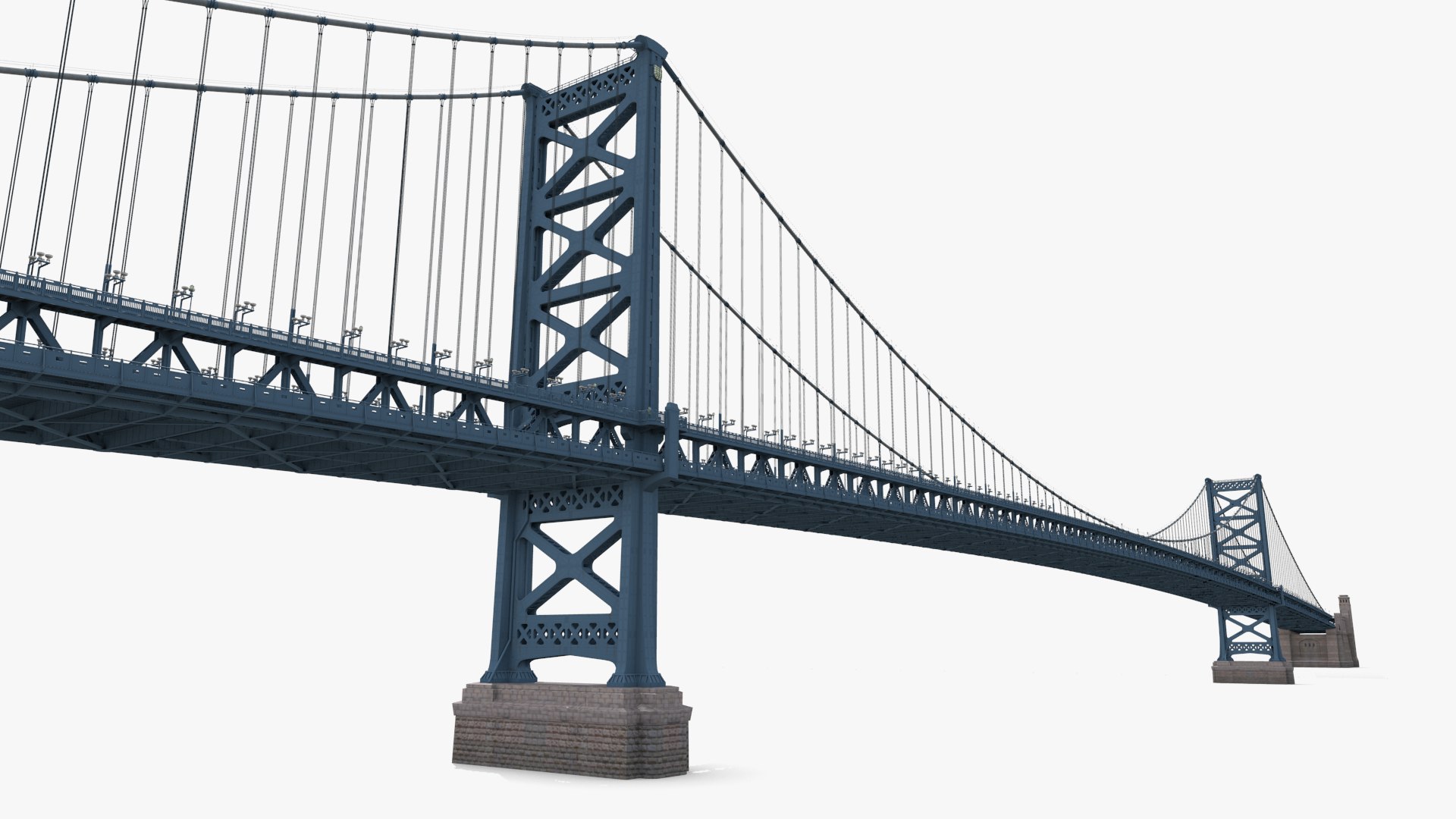 3D Benjamin Franklin Bridge - TurboSquid 1254763