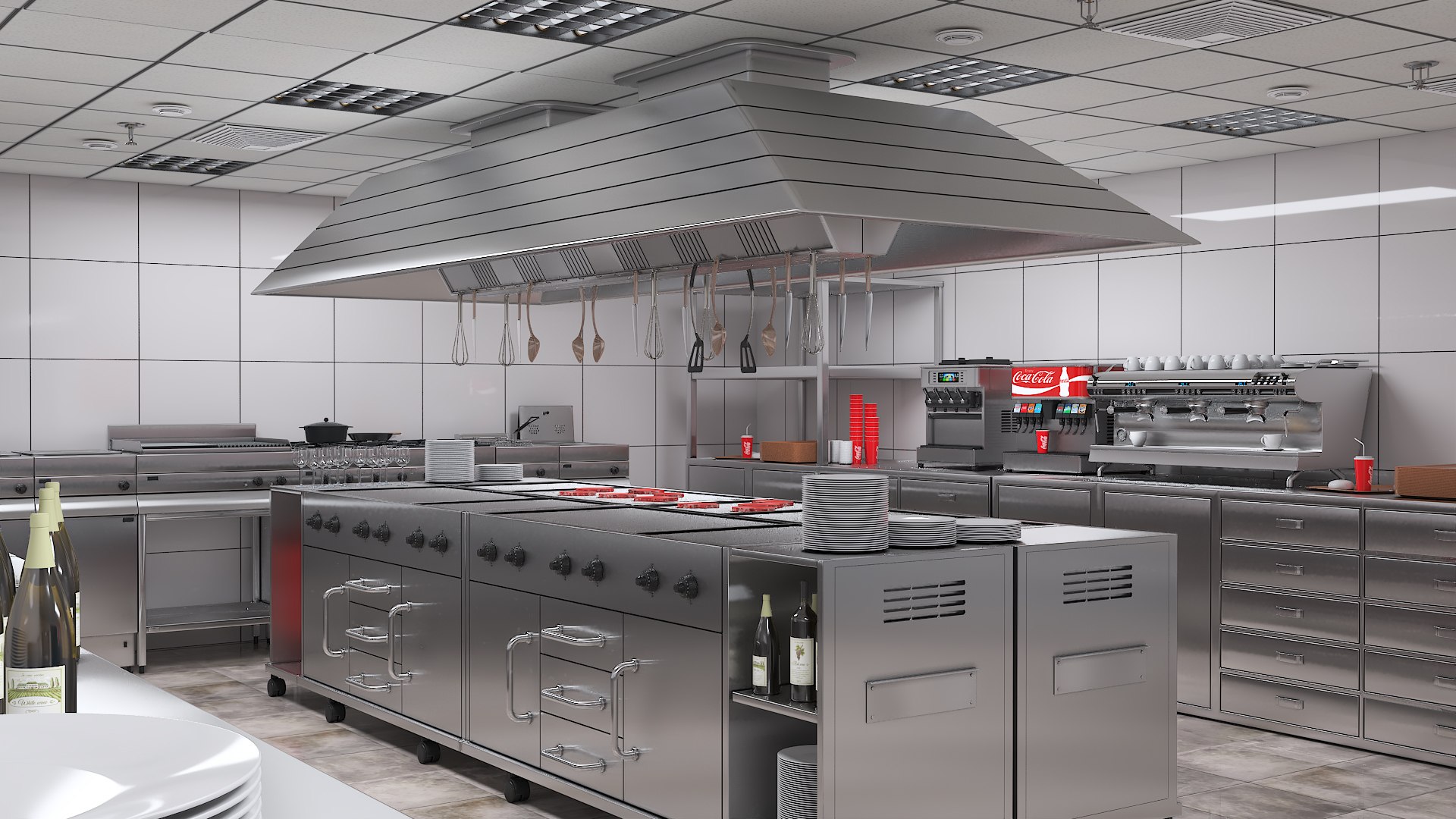 Restaurant And Commercial Kitchen 3D - TurboSquid 2214527