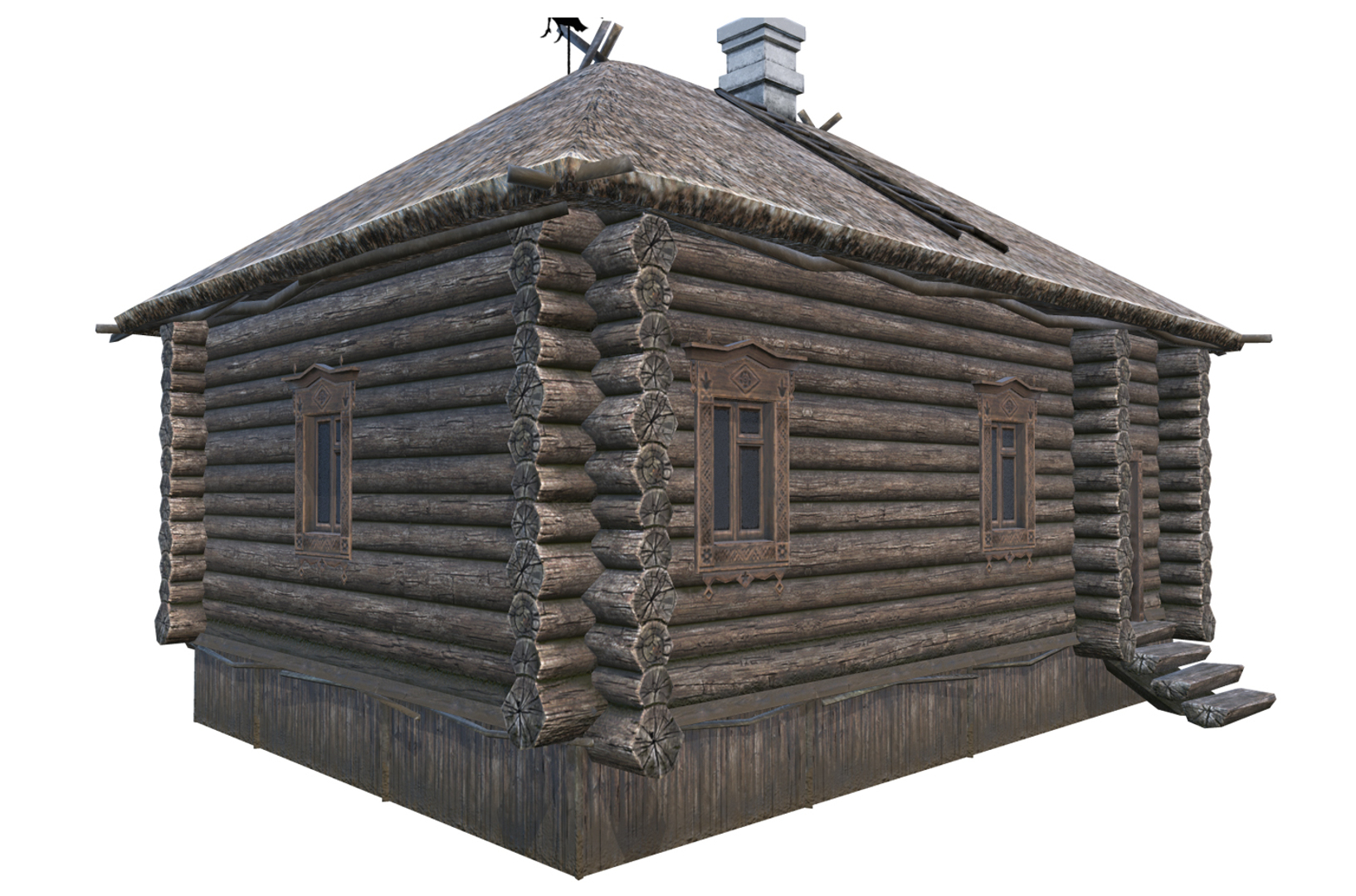 Wooden house thatched roof model - TurboSquid 1323939