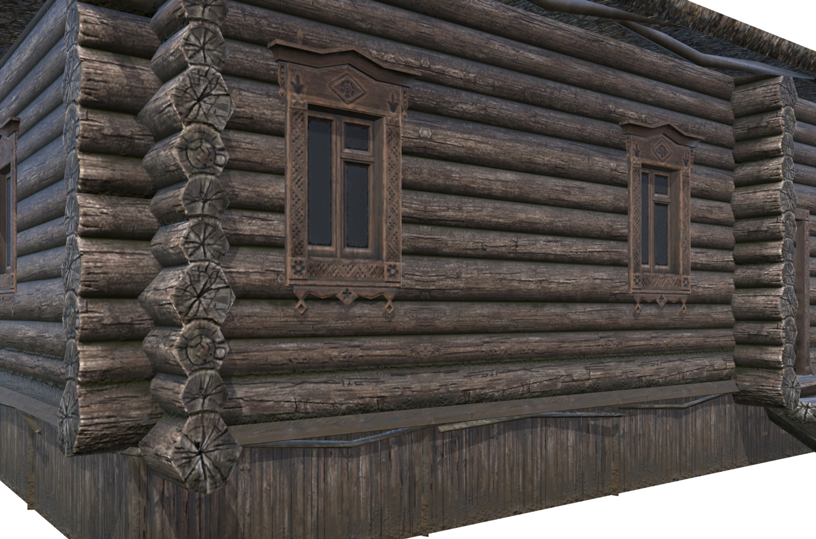 Wooden House Thatched Roof Model Turbosquid 1323939