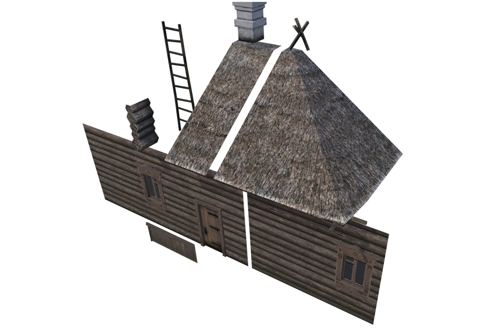 Wooden House Thatched Roof Model - TurboSquid 1323939