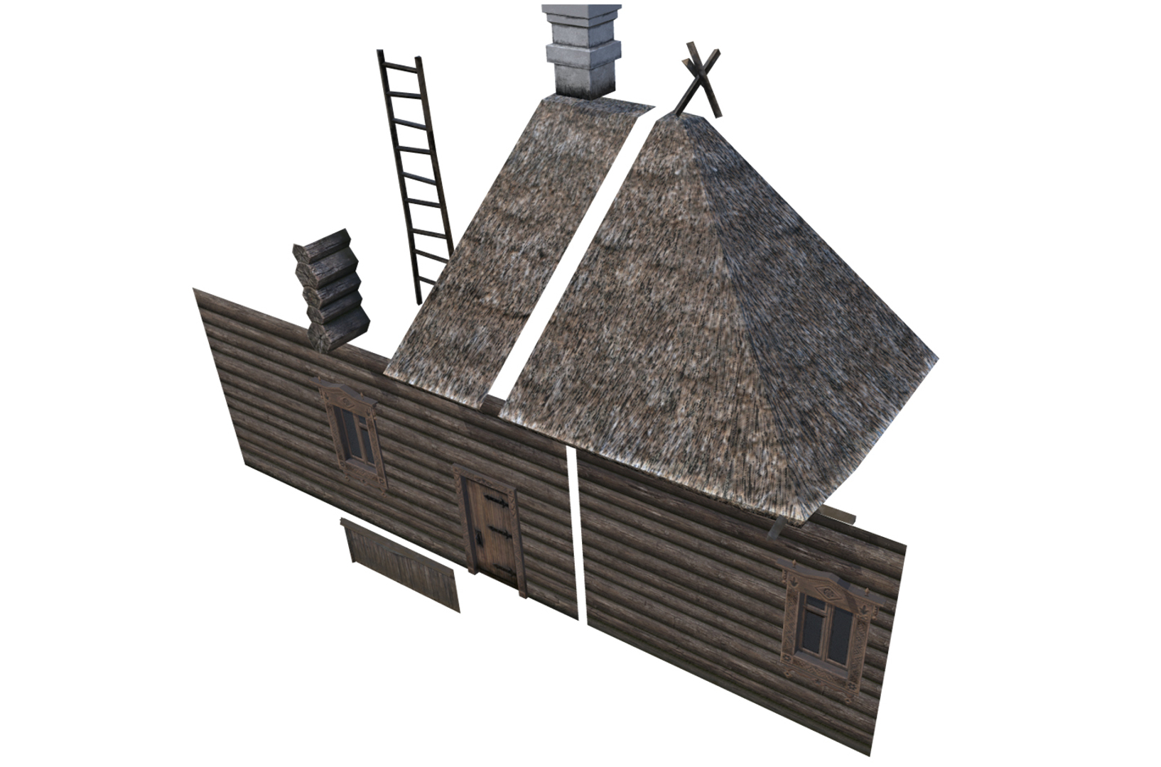 Wooden house thatched roof model - TurboSquid 1323939
