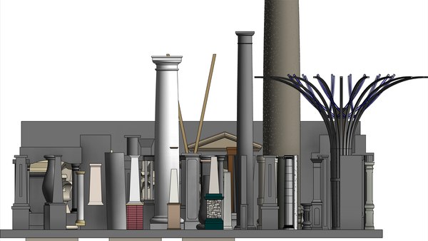 modelo 3d conjunto de familias de columnas arquitectónicasRevit ...