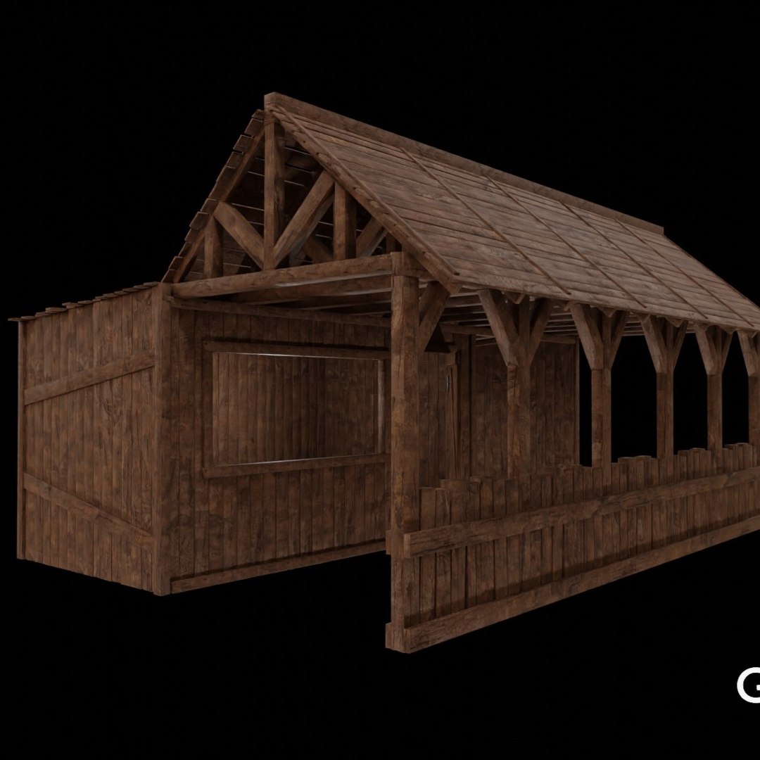 Old Wooden Medieval Shed Building 2 3D model - TurboSquid 2103833
