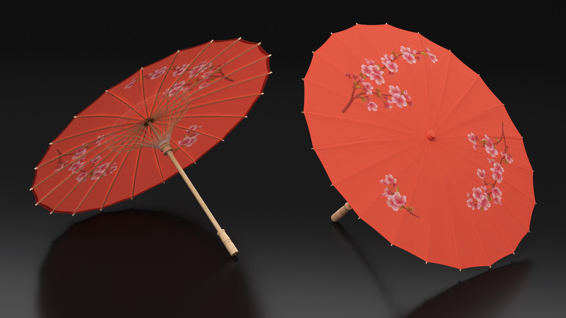 Chinese Umbrella Red Open 3D Model - TurboSquid 1993617
