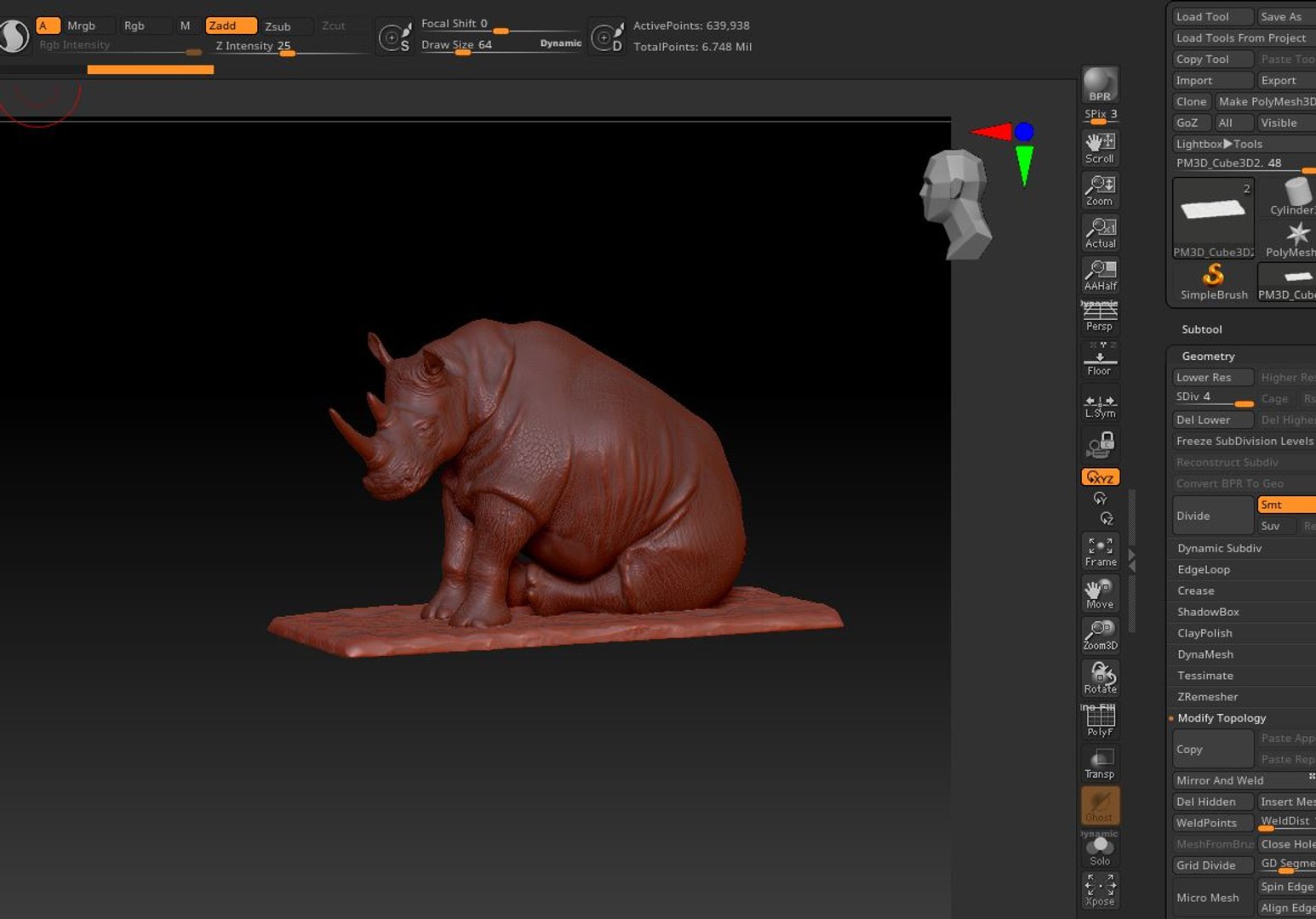 Sculpture Sitting Rhino 3D Model - TurboSquid 1728906