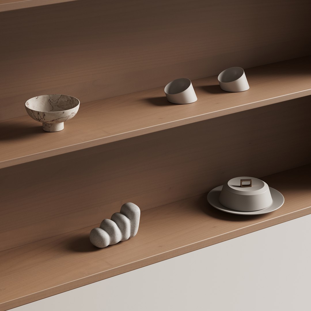 094 Built In Wall Rack Shelves 01 Wood And Minimal 00 Model ...