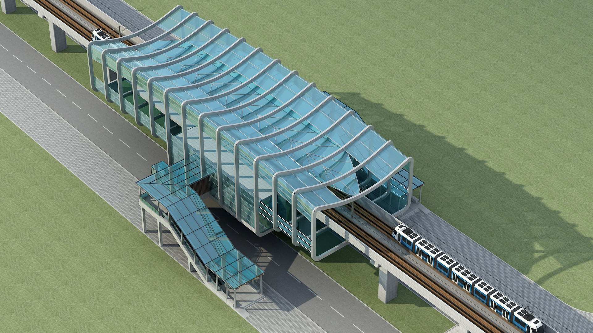 3D Light Rail Station 01 Model - TurboSquid 1719668