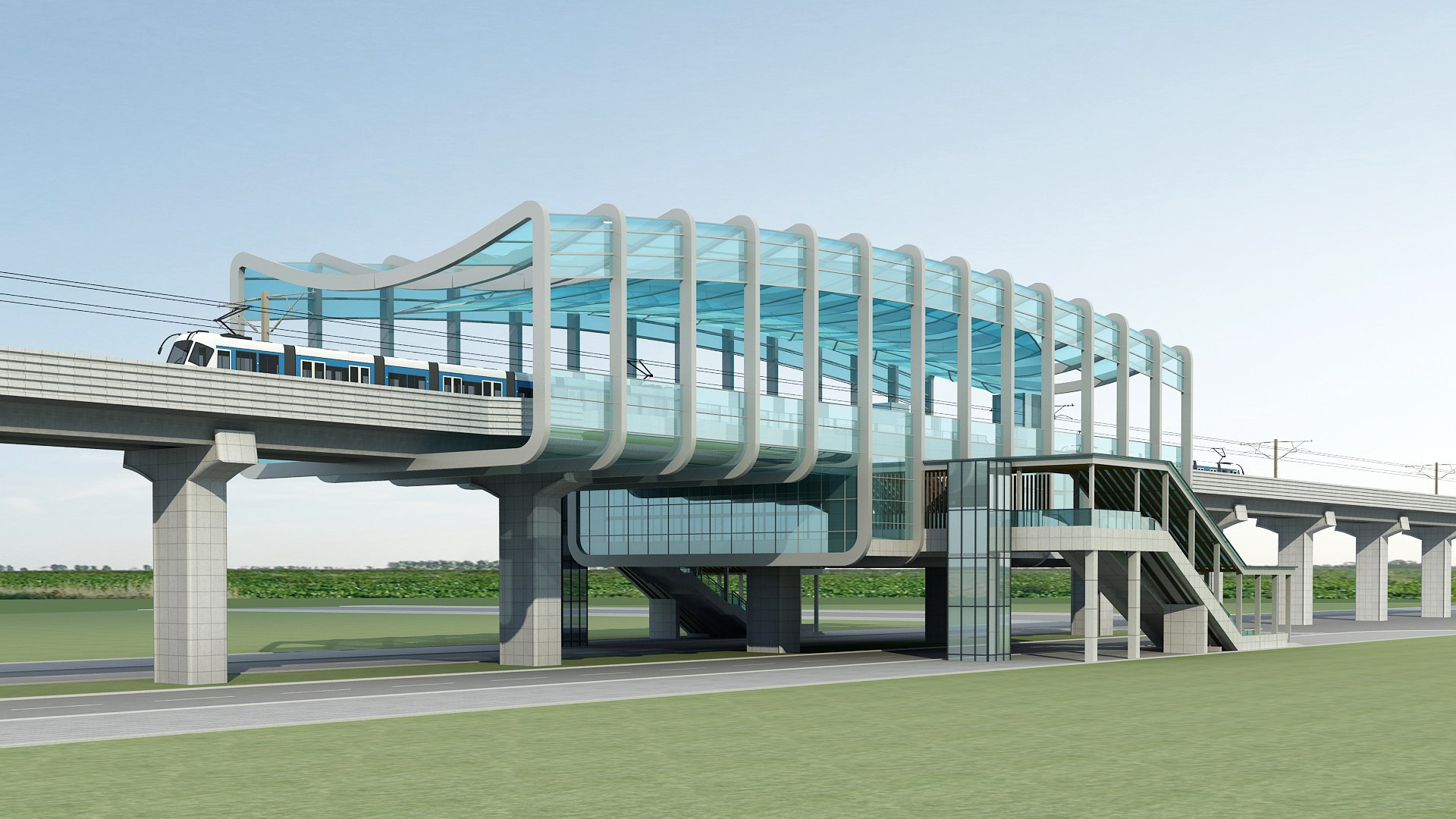 3D Light Rail Station 01 model - TurboSquid 1719668