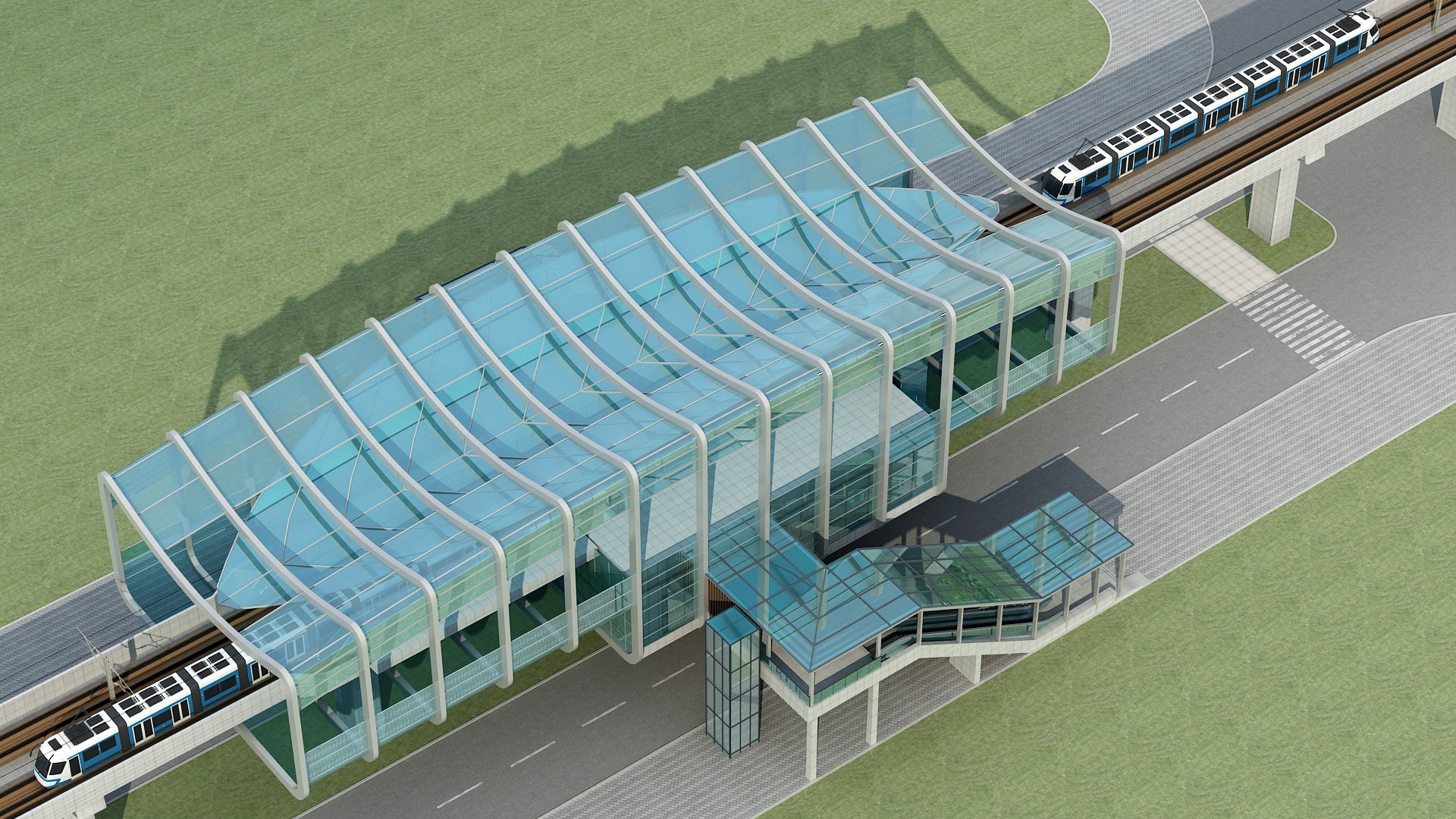 3D Light Rail Station 01 Model - TurboSquid 1719668