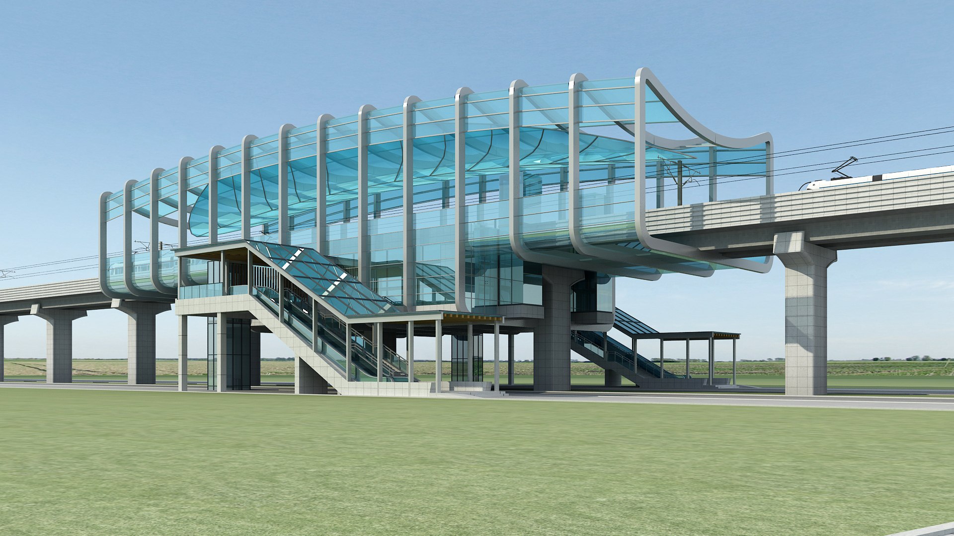 3D Light Rail Station 01 Model - TurboSquid 1719668
