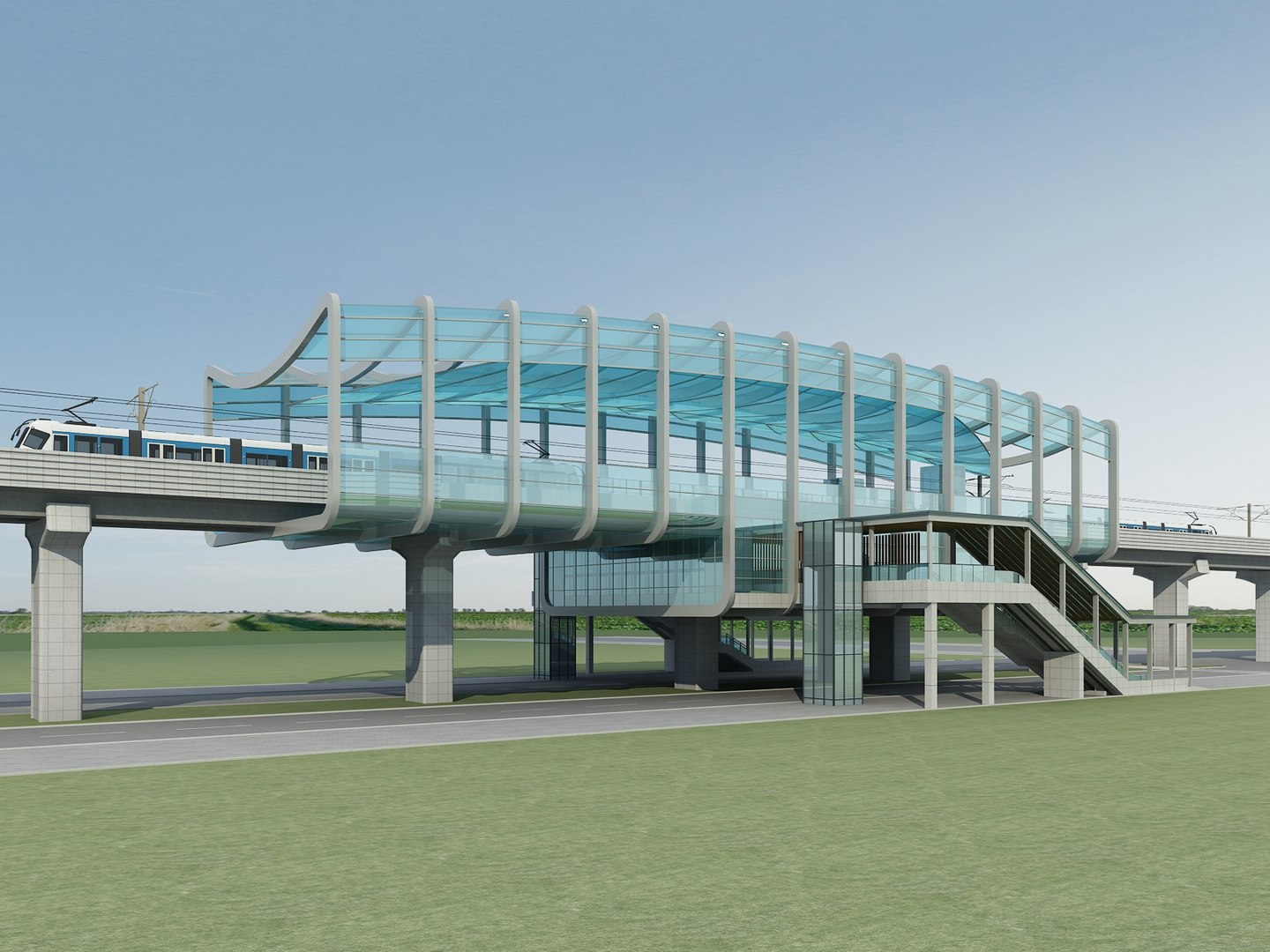 3D Light Rail Station 01 Model - TurboSquid 1719668