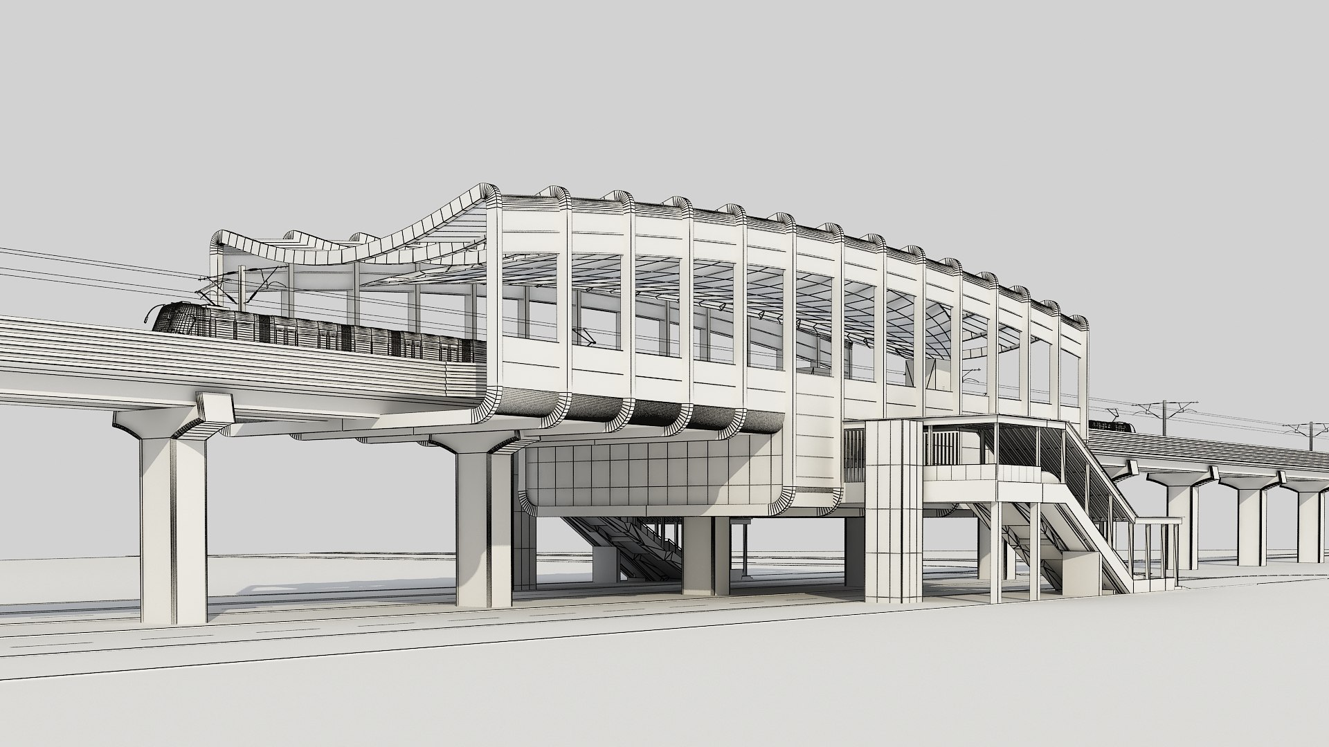 3D Light Rail Station 01 Model - TurboSquid 1719668