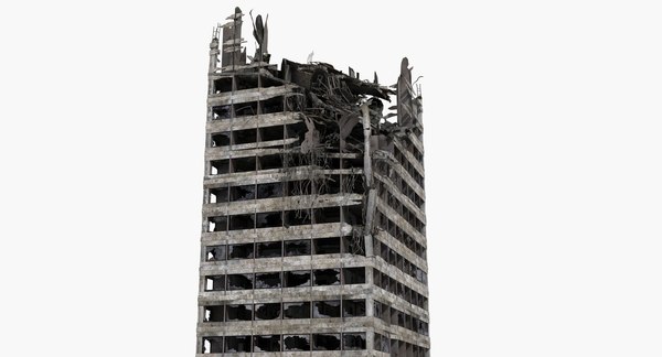 3d destroyed ruined building model
