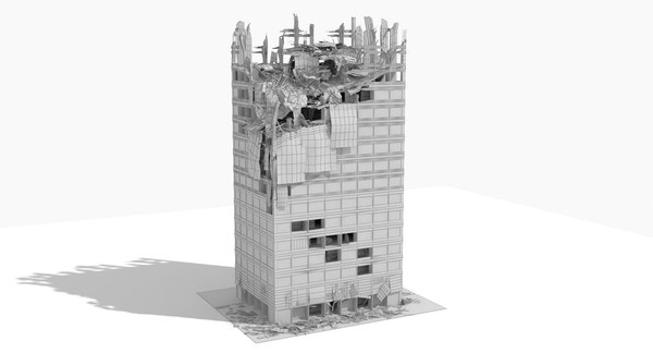 3d destroyed ruined building model